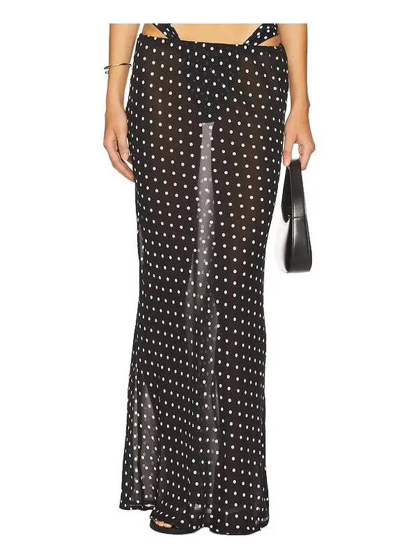 RUNAWAY THE LABEL Cyrus Maxi Skirt - Black Polka