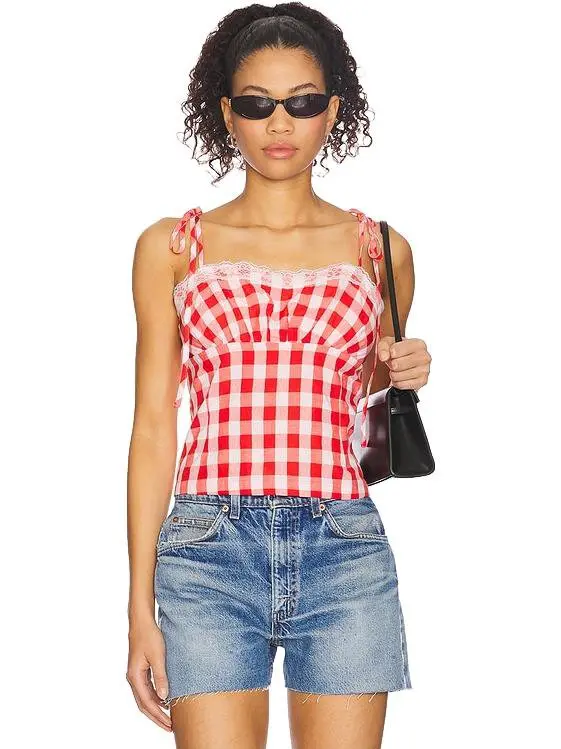MORE TO COME Penny Top - Red Gingham