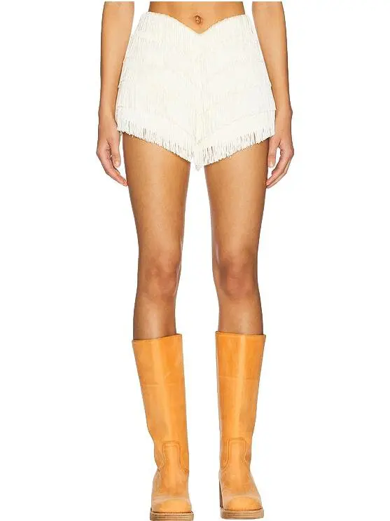 LOVERS AND FRIENDS Fringe Overlay Skort - Cream