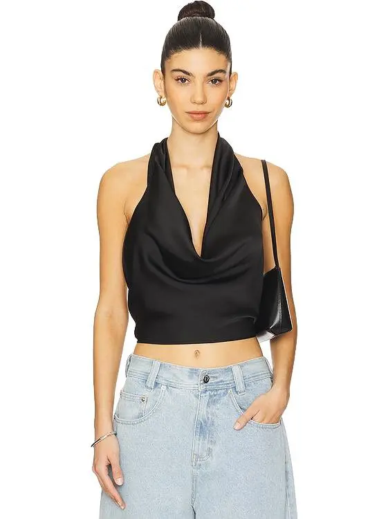 WeWoreWhat Halter Cowl Neck Top - Black