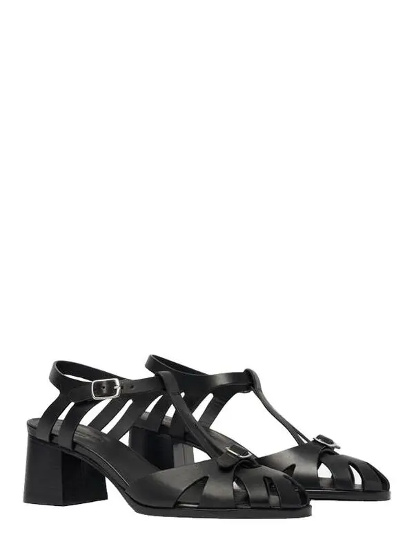 SCAROSSO Giulia Leather Fisherman Sandals - Black - Calf