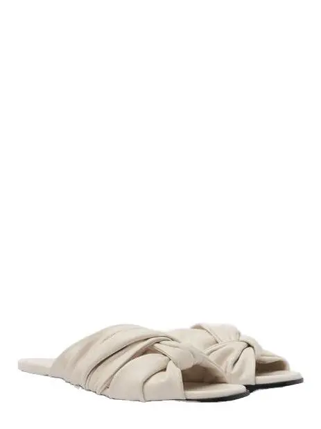 SCAROSSO Bebe Knot Leather Sandals - Off White - Calf