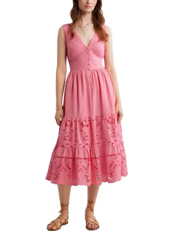 Treasure & Bond Lace Detail Sleeveless Cotton Dress - Pink Lemonade