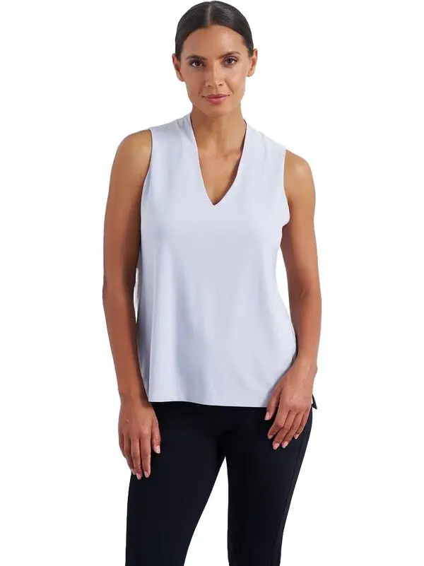 FRANNE GOLDE Luxe Stretch V-neck Sleeveless Shell - Mist