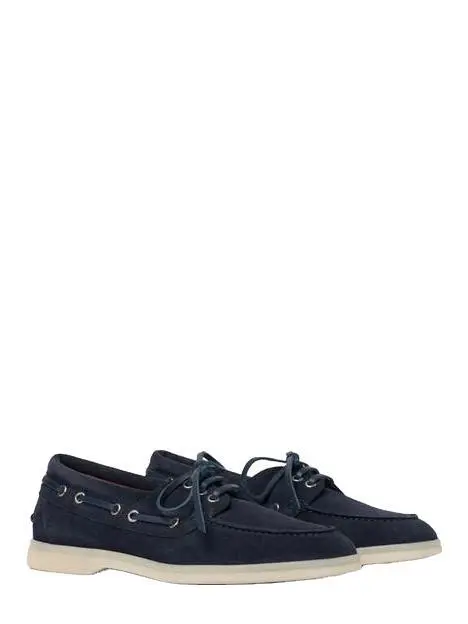 SCAROSSO Lia Boat Shoes - Blue - Suede