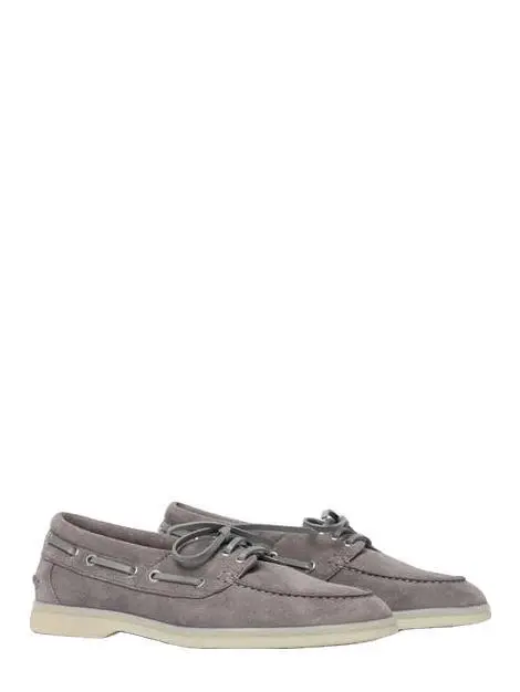 SCAROSSO Lia Boat Shoes - Grey - Suede
