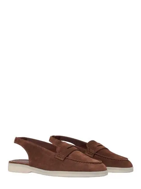 SCAROSSO Leila Slingback Loafers - Brown - Suede