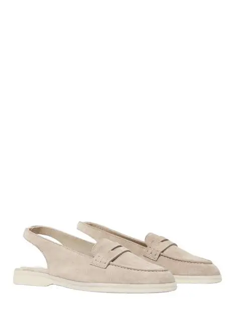 SCAROSSO Leila Slingback Loafers - Sand - Suede