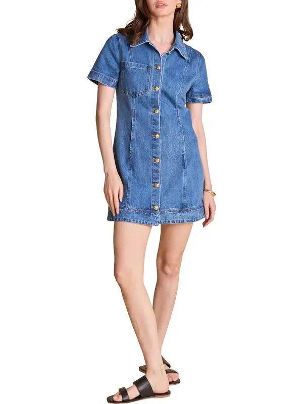 English Factory Denim Mini Shirtdress - Blue