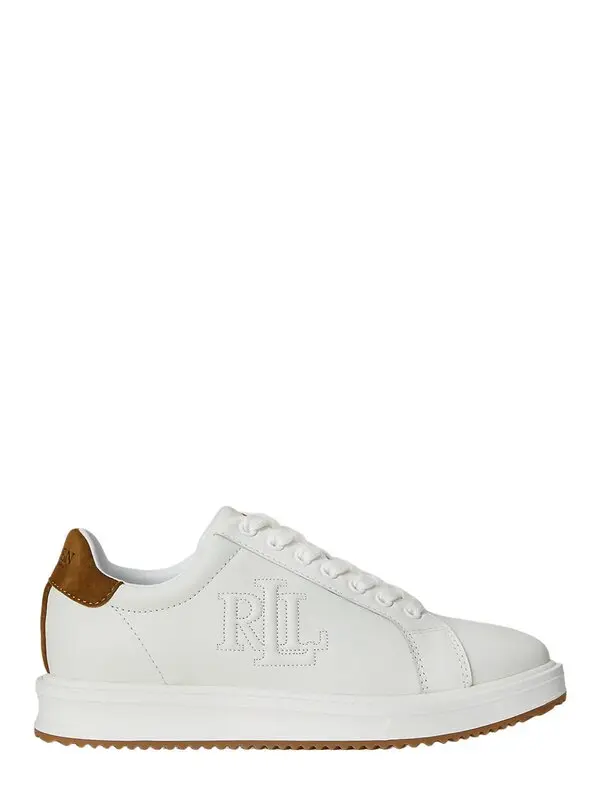 Ralph Lauren Ainsley Leather & Suede Sneakers - Snow White/lauren Tan