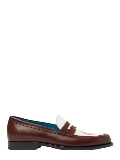 SCAROSSO Snakes Storm Penny Loafers - Eyes & Roses Brown - Calf