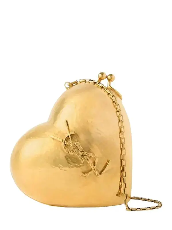 Saint Laurent Heart-shaped Clutch - Gold
