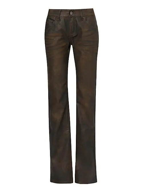 JADED LONDON Cooper Straight-leg Faux-leather Jeans - Brown