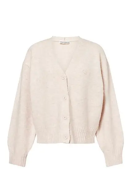 THE COUTURE CLUB Emblem Fluffy Knitted Cardigan - Pink