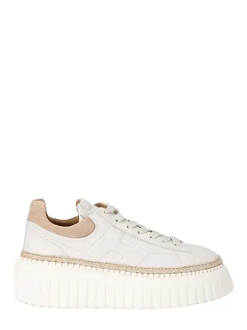 Hogan H-stripes Logo-print Leather Low-top Trainers - White/comb