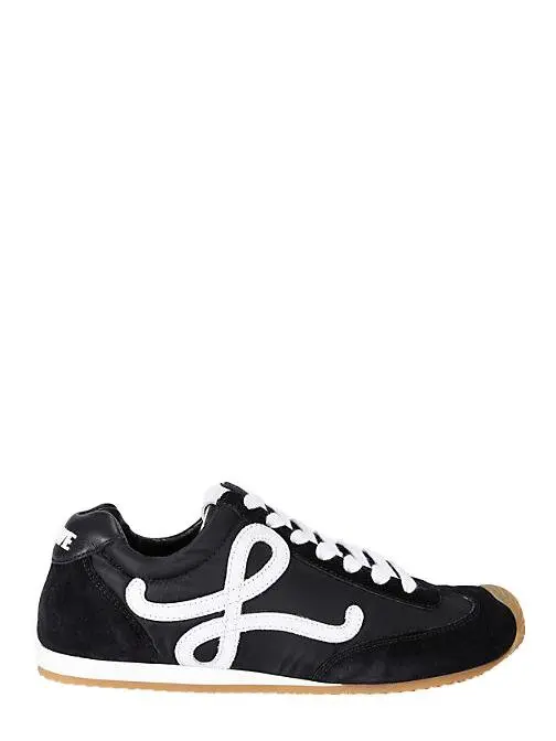 Loewe Ballet Runner 2.0 Suede And Woven Low-top Trainers - Blk/white