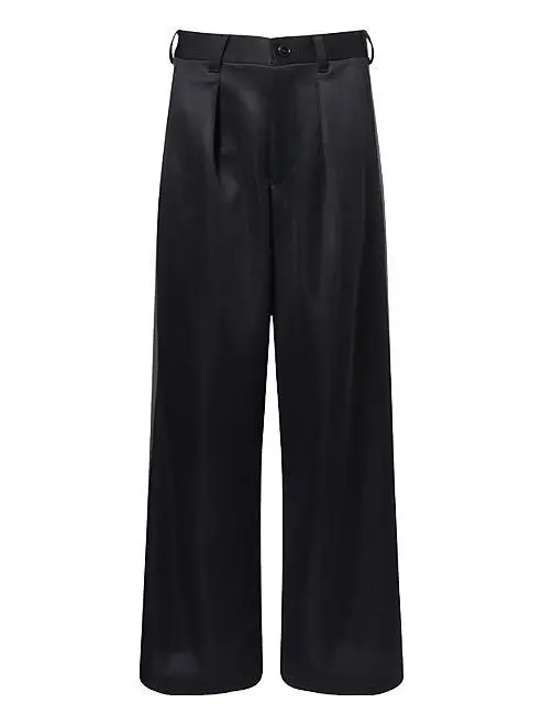 SHIRO SAKAI Panelled Wide-leg Knitted Trousers - Black