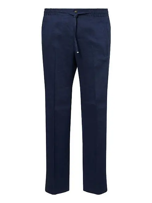 Corneliani Straight-leg Drawstring Linen-blend Trousers - China Blue