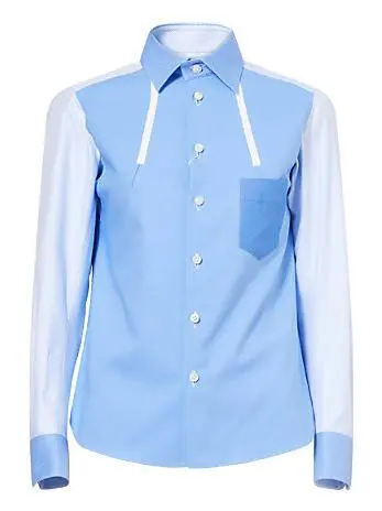 SHIRO SAKAI Classic Color-block Cotton Shirt - Sax Blue