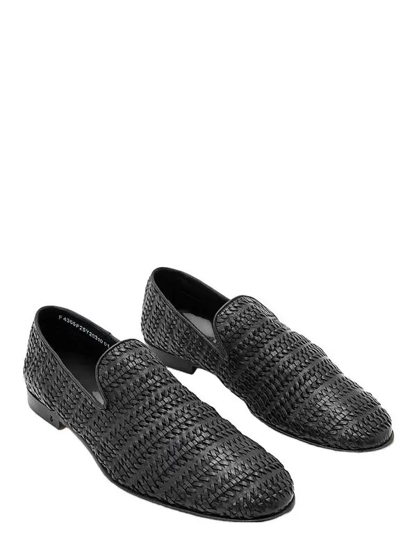 John Varvatos Venice Woven Slip-on Loafers - Black
