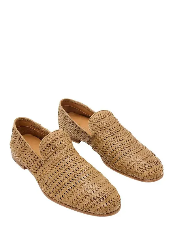 John Varvatos Venice Woven Leather Slip-on Loafers - Wood Brown