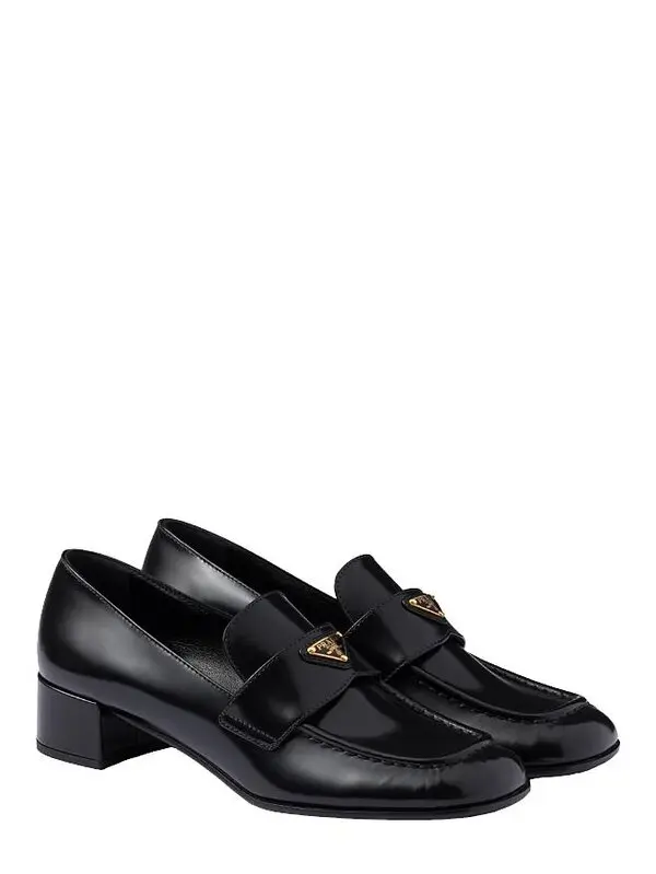 Prada Brushed Leather Loafers - Black