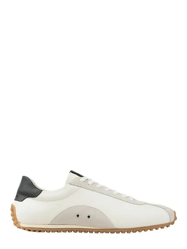 Sandro Leather And Suede Running Trainer Shoes - Off White