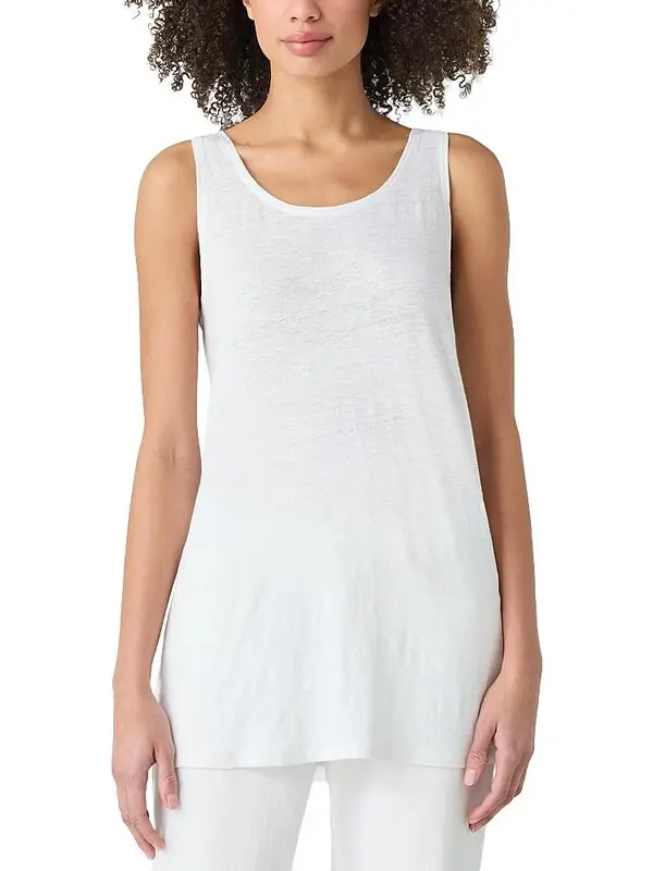 Eileen Fisher Scoop Neck Linen Tunic - White