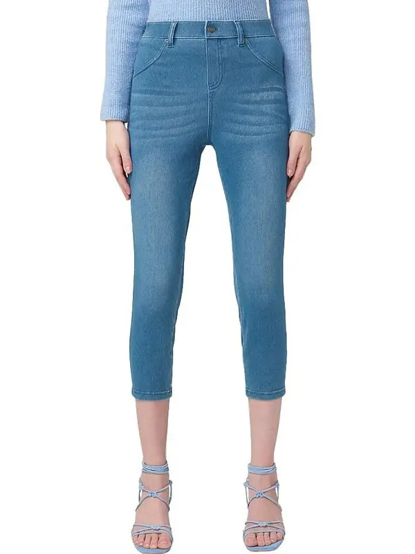 Hue High Rise Ultra Soft Denim Capri Leggings - Medium Wash