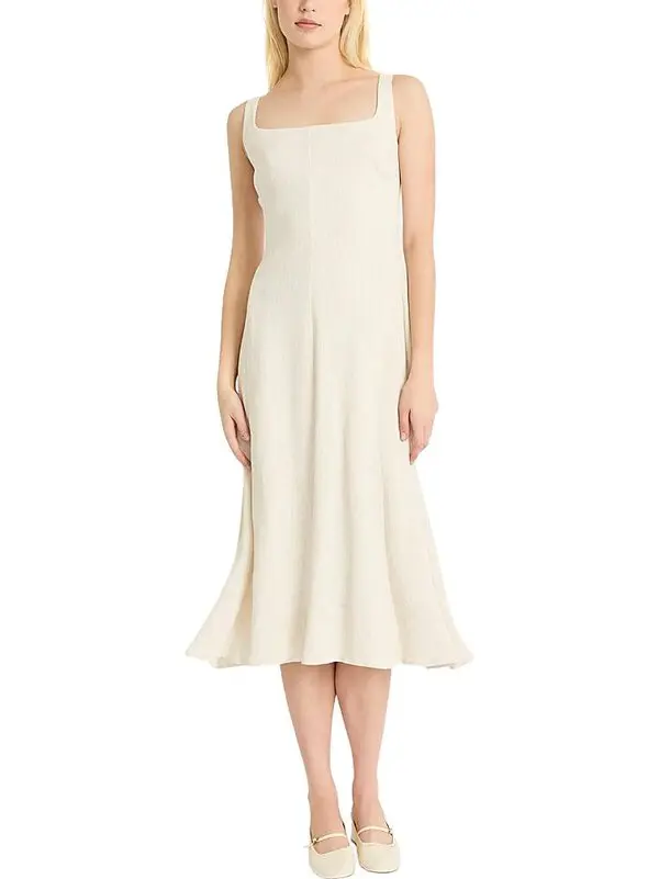 LUXELY Square Neck Dress - Oatmeal