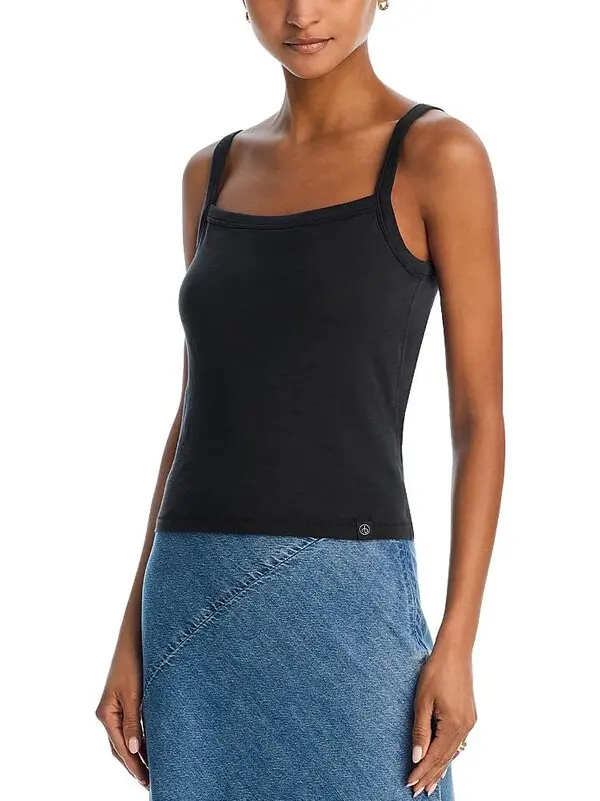 Rag & Bone Slub Square Neck Tank Top - Black