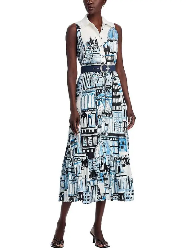 Elie Tahari Sleeveless City Of Dreams Dress - City Of Dreams Print