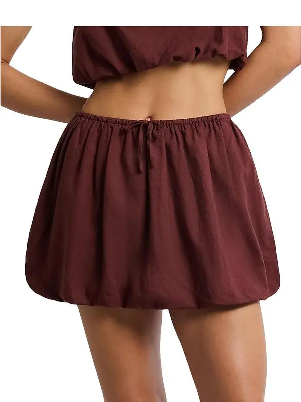 Onia Air Linen Bubble Mini Skirt - Rum