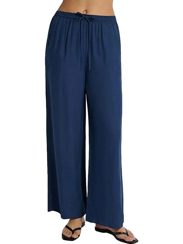 Onia Crinkle Wide Leg Drawstring Pant - Deep Navy