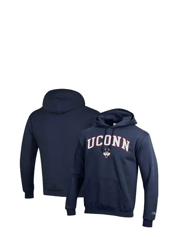 Champion Uconn Huskies Arched Logo Fleece Pullover Hoodie - Navy