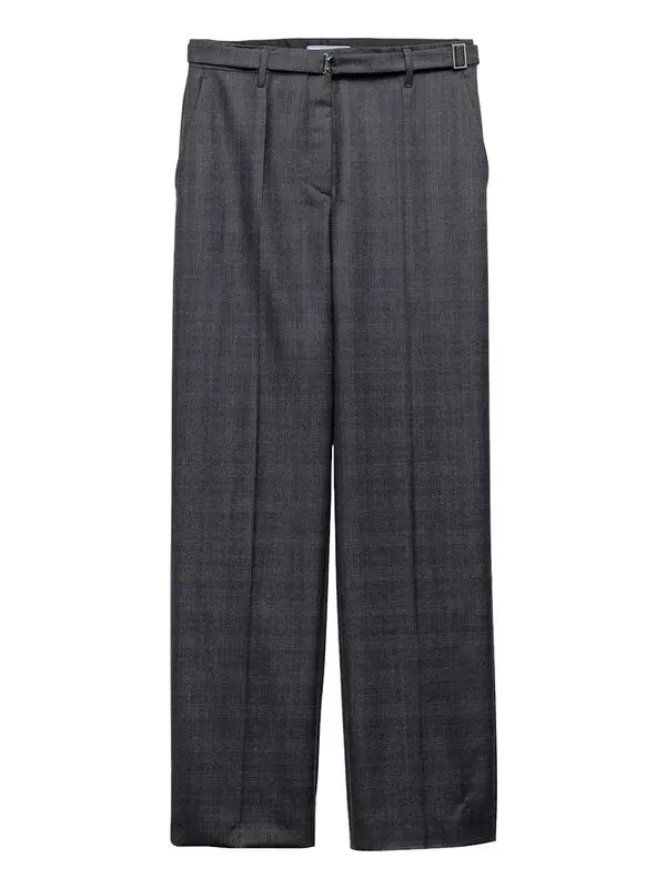 Prada Fantasia 130s Plaid Wool Pants - Antracite