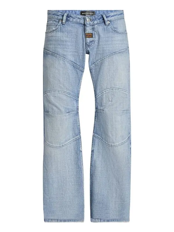 Balenciaga Moto Panel Low-rise Jeans - Bleu