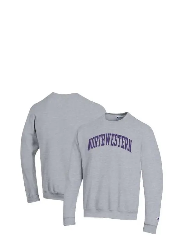 Champion Northwestern Wildcats Basic Arch Fleece Pullover Sweatshirt - Heather Gray