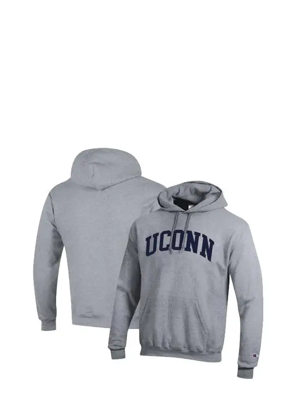 Champion Uconn Huskies Basic Arch Fleece Pullover Hoodie - Heather Gray