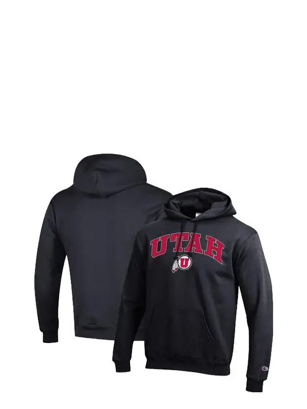 Champion Utah Utes Arch Over Logo Pullover Hoodie - Black