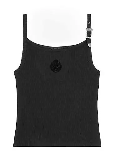 The Kooples Buckle-embellished Stretch-jersey Vest - Black