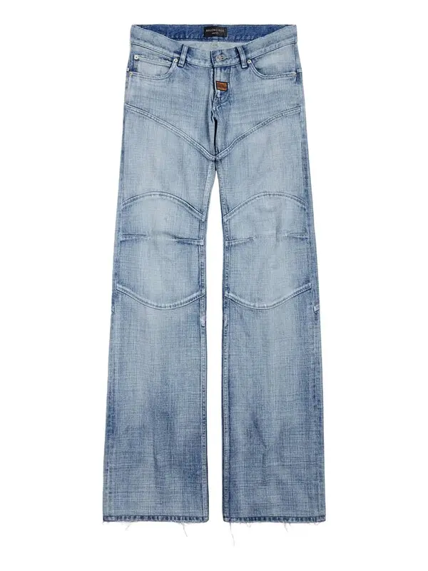 Balenciaga Faded Low-rise Straight Jeans - Navy
