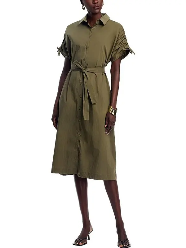 LA FEE MARABOUTEE Tie Waist Elbow Sleeve Dress - Khaki