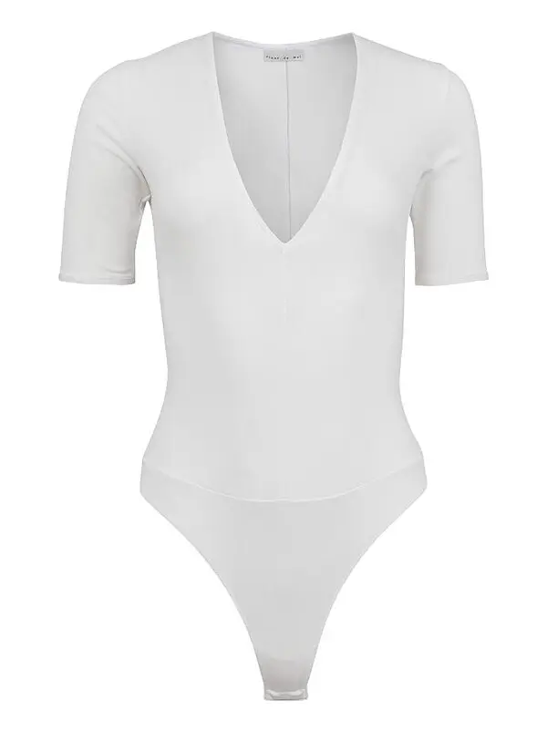 FLEUR DU MAL Deep Plunge Bodysuit - Ivory