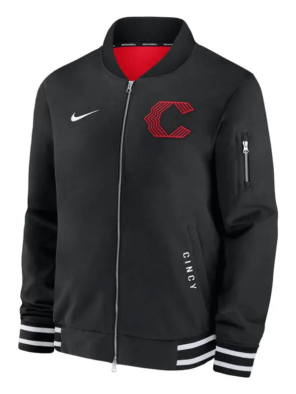 Nike Cincinnati Reds City Connect Mlb Full-zip Bomber Jacket - Black