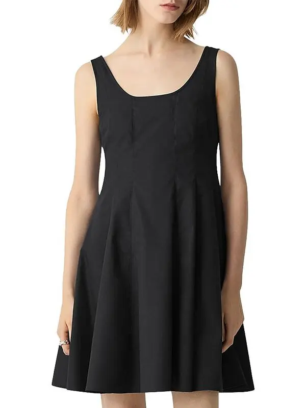 Theory Sleeveless Poplin Mini Dress - Black