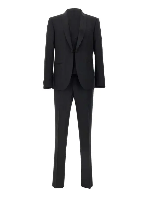 Corneliani Satin-trim Three-piece Suit - Black
