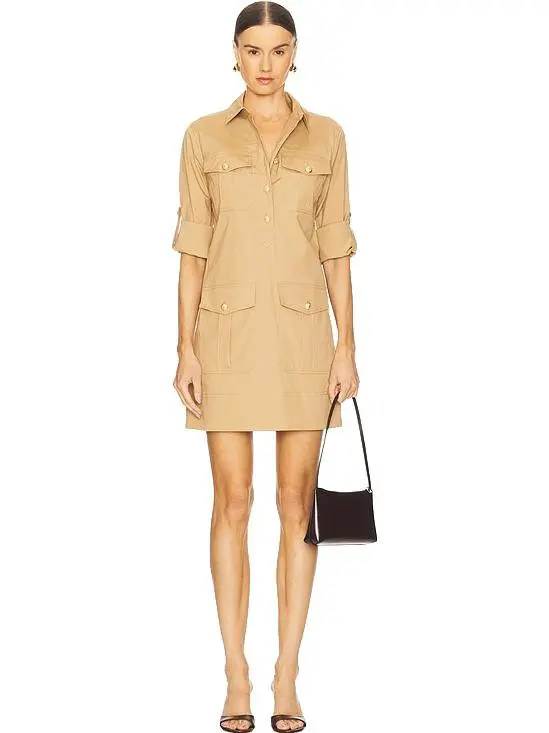 Veronica Beard Saude Shirt Dress - Khaki