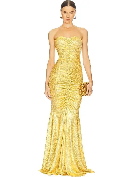 Norma Kamali Strapless Fishtail Gown - Asparagus
