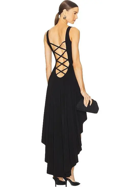 Norma Kamali Hi Low Sleeveless Gown - Black